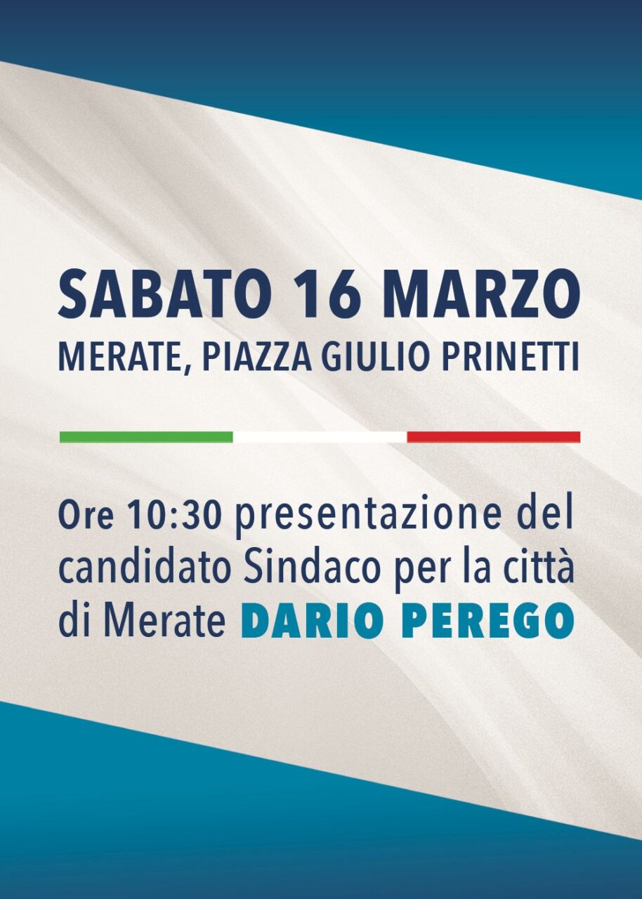 Elezioni Merate, ufficiale la candidatura di Dario Perego - Prima Merate